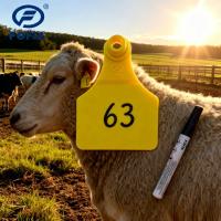 China FOFIA New Plastic Cow & Pig Livestock Identification Marker Waterproof Animal Ear Tags with Mark Pen Black Ink 1 Year Warranty for sale