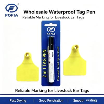 China FOFIA New Plastic Livestock Identification Marker Waterproof Animal Ear Tags with Mark Pen and Black Ink 1 Year Warranty for sale