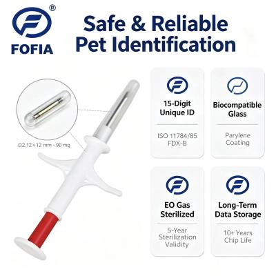 China Waterproof Fofia New ICAR Certified RFID 134.2kHz PP Animal ID Microchip Model ZS006 Blue/Red 1.5 Year Warranty Pets Cat Dog Use for sale