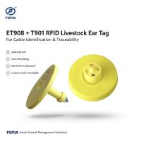 China New Full ICAR Waterproof RFID LF TPU Yellow Ear Tags 14.5mm EM4305 Chips 5 Year Warranty Cattle Farm Use Fofia for sale