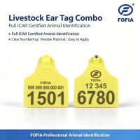 China ICAR T904+T905 Combination Cattle Pig Animal Ear Tag New High Quality RFID Plastic TPU 70*57mm Laser Coding 3 Year Warranty for sale