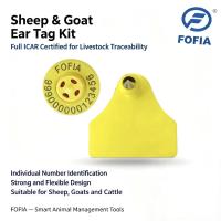 China FULL ICAR Certified 134.2KHz FDX-B RFID TPU Material Yellow Sheep Cattle Ear Tag New Livestock Tracking ET957+T967 Fofia 5 Year for sale