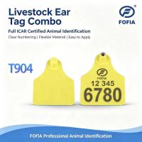 China ICAR T904+T905 Combination Cattle Pig Animal Ear Tag New High Quality RFID Plastic TPU 70*57mm Laser Coding Farm 3 Year Warranty for sale