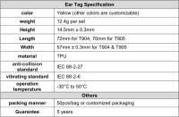 China ICAR T904+T905 Combination Cattle Pig Animal Ear Tag New High Quality RFID Plastic TPU 70*57mm Laser Coding Farm 3 Year Warranty for sale