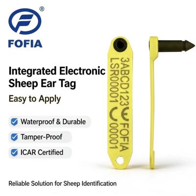China New Fofia High-Temperature Resistant Integrated Anti-Shedding Laser-Coded Electronic ET969 Yellow Sheep RFID Ear Tag 1.5-Year for sale