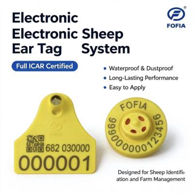 China FULL ICAR Certified 134.2KHz FDX-B RFID TPU Material Yellow Sheep Cattle Ear Tag New Livestock Tracking ET957+T967 Fofia 5 Year for sale