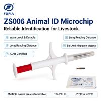China Fofia ZS006 RFID Animal ID Microchip 134.2 kHz 2.12 X 12 mm PP Waterproof ICAR Certified Livestock Identification for sale