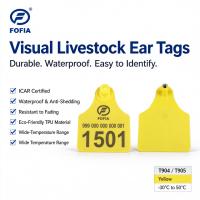 China ICAR Certified Cattle RFID Ear Tags T904 T905 TPU Laser Coding Waterproof 70 X 57 mm Livestock Identification for sale