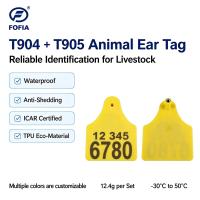 China ICAR Certified RFID Cattle Ear Tags T904 T905 TPU Laser Coding Waterproof 70 X 57 mm Livestock Identification for sale