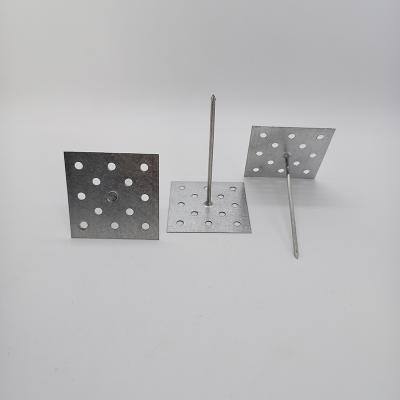 China Galvanized Finish Perforated Base Insulation Hangers with Custom Pin Size and Corrosion Resistant Self Adhesive Insulation Stick Pins for sale