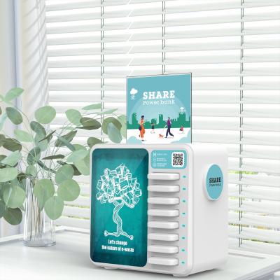 China Cell Phone Multiple Power Bank Station ABS Fireproof Material With Advertising Screen for sale