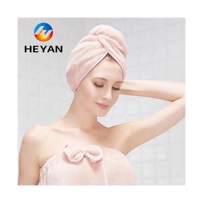 China Custom Made Coral Velvet Microfiber Hair Drying Cheap QUICK DRY Hat Wrap Hair Turban Towel for sale