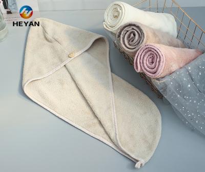 China Wholesale Warm QUICK DRY Amazon Velvet Microfiber Coral Hair Drying Hat Towel Turban for sale