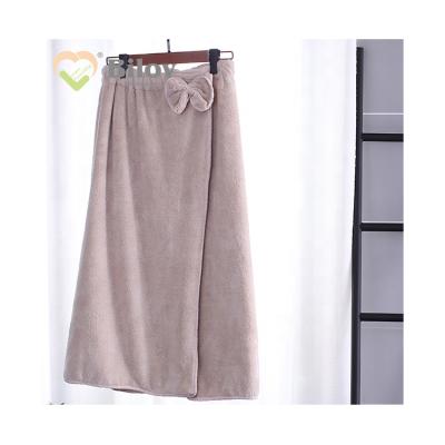 China QUICK DRY Wearable Ladies Microfiber Women's Coral Fleece Bath Towel Bath Skirt Wrap For Women for sale