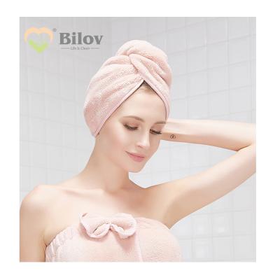 China Supplier Sustainable Supply Super Thick Pure Color Water Absorption Wrap Dry Hair Towel Hair Towel Turban for sale