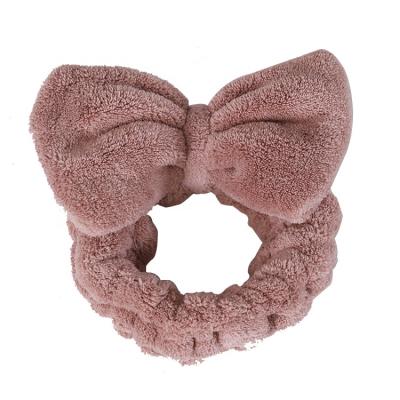 China For Princess Women Hair Band Korean Flannel Bow Elastic Cute Headband Washing Face Bath Beach Towel for sale
