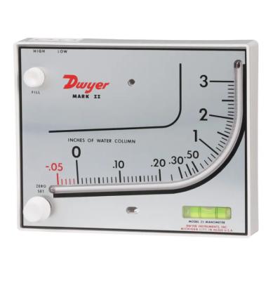 China Dwyer MARK II 25 Liquid Filled Wall Mount Manometer 0-3 in w.c. Red Gauge Oil Molded Plastic for sale