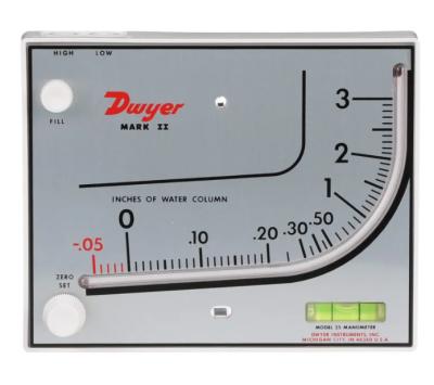 China Dwyer Mark II 27 Molded Plastic Manometer 0-7000 FPM 3% Accuracy for Stationary and Portable Use for sale