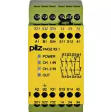 China Pilz PNOZ X3 Emergency Stop Safety Relay 24V DC 230V AC Dual-Channel 3 Safety Contacts for sale