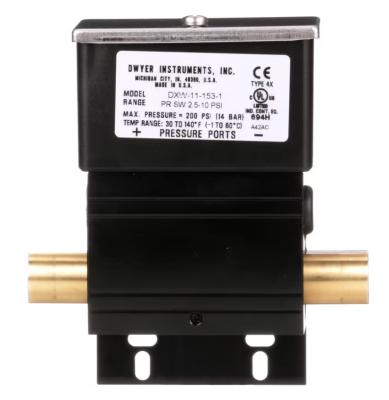 China Dwyer DXW-11-153 Wet/Wet Differential Pressure Switch 2.5-75 psid Range 200 psig Static for sale