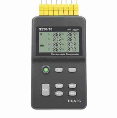 China HUATO S220-T8 8 Channel Thermocouple Thermometer K Type Probe Oven Safe Data Logger for sale