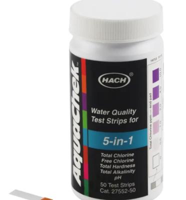 China Hach 2755250 5 in 1 Water Quality Test Strips 50 Tests 0-10 mg/L Cl₂ Multi-Parameter for sale