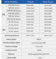 China Non Flush FR18-8DN Lj18a38bx NPN Industrial Proximity Sensor 18mm 8mm Detection for sale