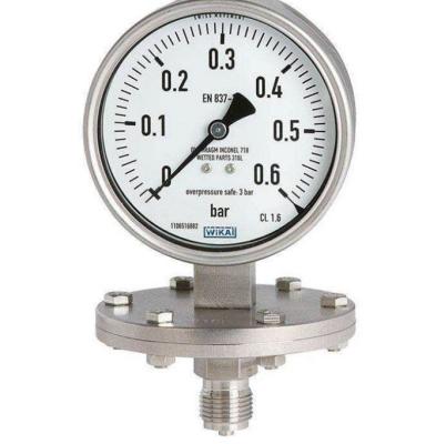 China WIKA 232.50 High Precision Shockproof Pressure Gauge 0-1.6MPa 316L SS Corrosion Resistant 100mm for sale