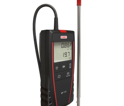 China KIMO  VT 110 / VT 115 Hotwire thermo-anemometer measuring airflow, air velocity and temperature with its hot wire probe. for sale