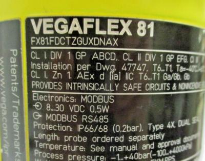 China vega VEGAFLEX 81 TDR sensor for continuous level and interface measurement of liquids ,FX81.ACSBVLHXADAX for sale