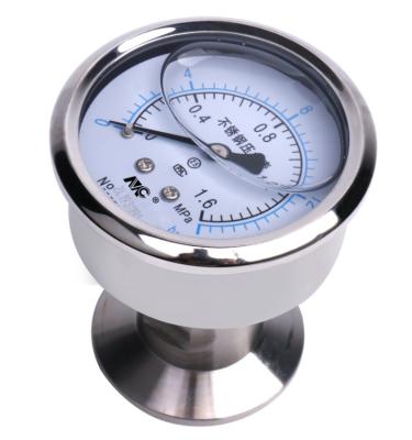 China YNTP-60BFZ 65mm Stainless Steel Pressure Gauge 1.6 Bar 100 MPa Range with 2.5 Accuracy Class for sale