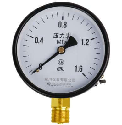 China CCC Y100 Radial Pressure Gauge 100mm M20×1.5 Copper Joint Iron Shell 0-60 MPa Range ±1.6% Accuracy for sale