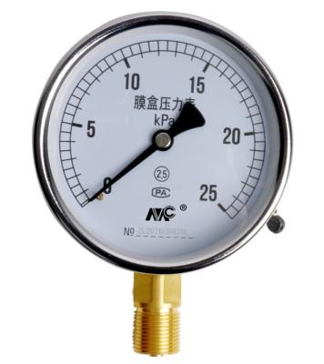 China YE-100 Stainless Steel Bellows Pressure Gauge IP65 -1KPa to 205KPa Range 100mm Dial for sale
