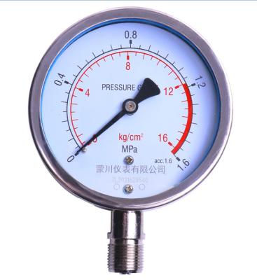 China 108mm Stainless Steel Differential Water Pressure Gauge 0-60MPa 300 PSI Y-100BF2 for sale