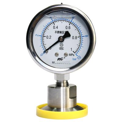 China MC Sanitary Diaphragm Pressure Gauge 60mm Dial with 2.5% Accuracy for Water Hydraulic Oil Systems for sale