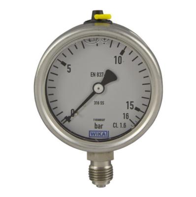 China Stainless Steel Pressure Gauge 233.50 - 1MPa Maximum Pressure, 100mm Dial Size for Industrial Applications for sale