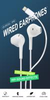 China Surrounding Sound 10mm 16Ohm Lighting Cable Earphones for sale