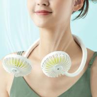 China Rechargeable Portable LED Hanging Neck Fan For Mountaineering for sale