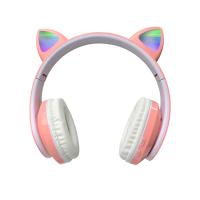 China Colorful Foldable Bluetooth LED Cat Ear Headset For Younger for sale