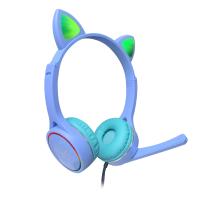 China 15m Transmission Cat LED Ear Headset Wireless Bluetooth With Mic Glowing Earphones Children Gifts for sale