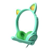 China 15m Transmission Cat LED Ear Headset Wireless Bluetooth With Mic Glowing Earphones Children Gifts for sale