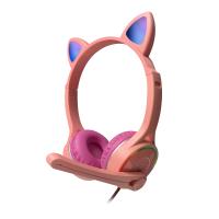 China 15m Transmission Cat LED Ear Headset Wireless Bluetooth With Mic Glowing Earphones Children Gifts for sale