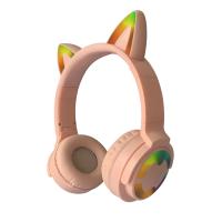 China RGB Cute Cat Ears Noise Cancelling Bluetooth Headphones With Microphone Kid Stereo Music for sale