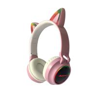 China 1KHz Foldable Bluetooth Earphones LED Cat Ear Design Sound Surrounding Headphone for sale