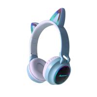 China 1KHz Foldable Bluetooth Earphones LED Cat Ear Design Sound Surrounding Headphone for sale
