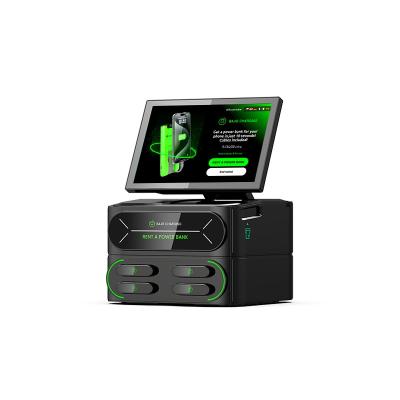 China 4 Slots 6000mah Touch-screen Integrated Stackable Cell Phone Charging Station Kiosk Share Power Bank Rental Machine for sale