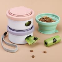 China 150ml Silicone Collapsible Dog Bowl with Poop Bag Holder - 4 Color Options for Travel & Outdoor Use for sale