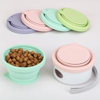 China 150ml Silicone Collapsible Dog Bowl with Poop Bag Holder - 4 Color Options for Travel & Outdoor Use for sale