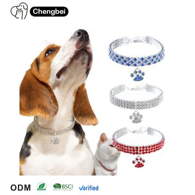 China Custom Multi-Color Rhinestone Diamond Pet Collar 0.2kg Weight in S.M.L Sizes for Dogs and Cats for sale