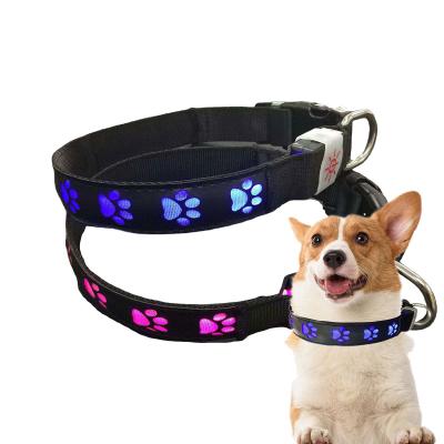 China Multi-Color LED Flashing Dog Collar with USB Charging - 35-54cm Adjustable Nylon Pet Safety Collar for sale